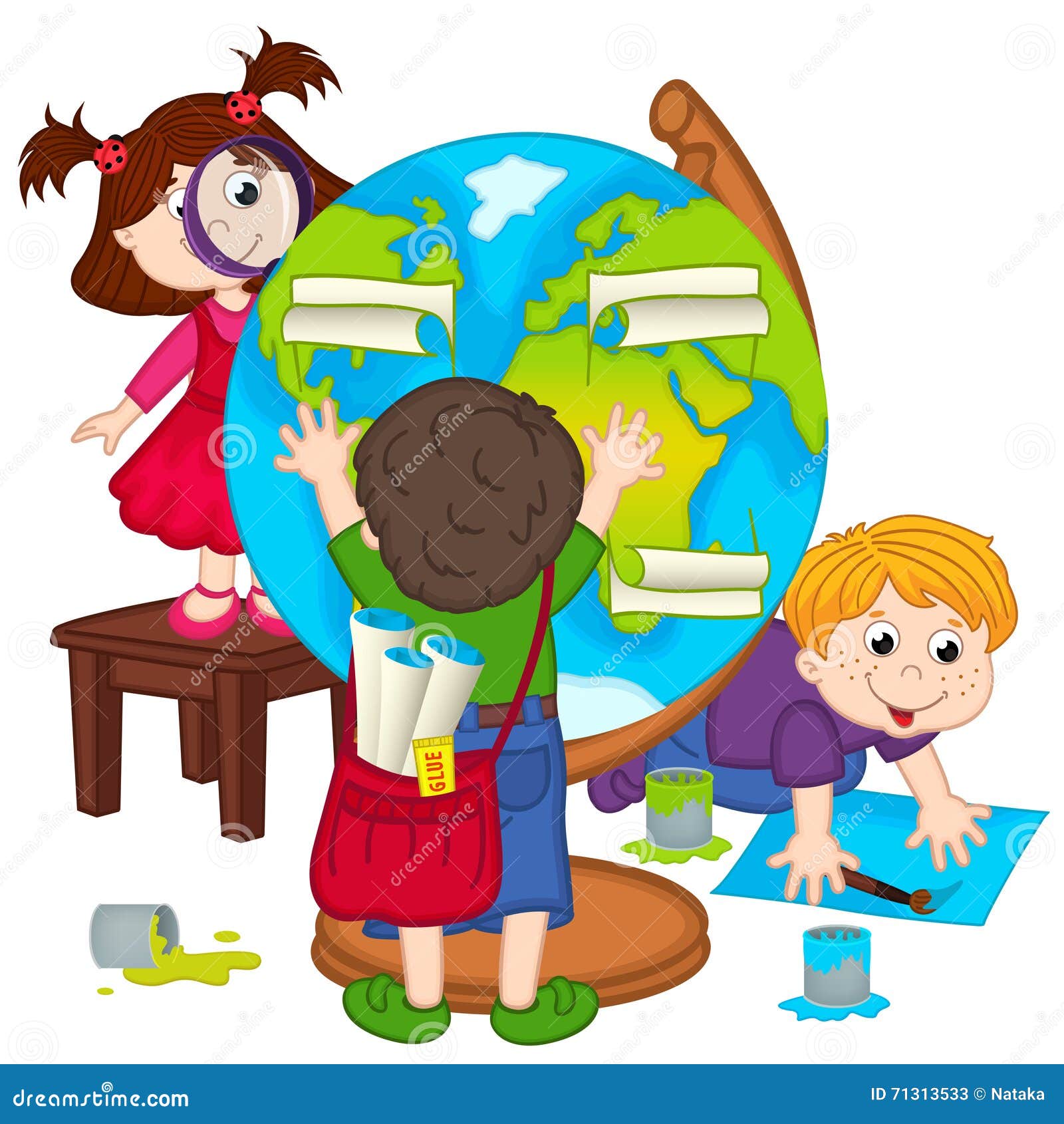 Children make globe stock vector. Illustration of cartoon - 71313533