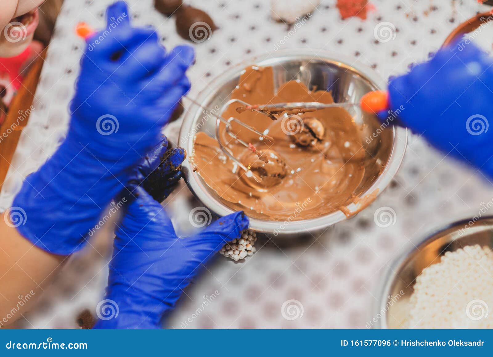 Children Make Simple Figures from Chocolate at a Master Class Stock ...