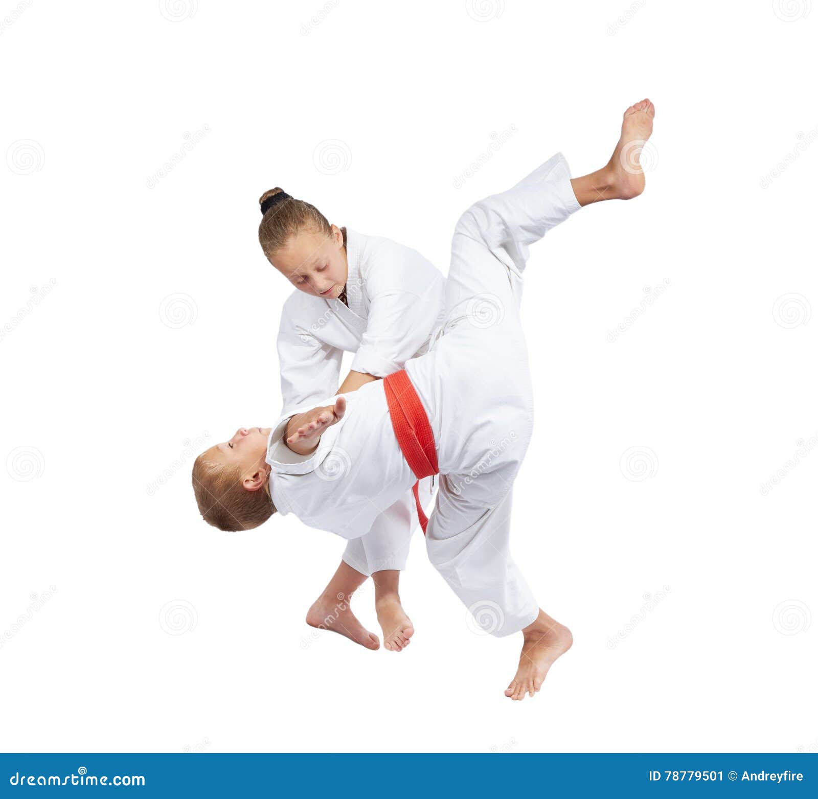 Children Make the Throws of Judo in Judogi Stock Image - Image of ...