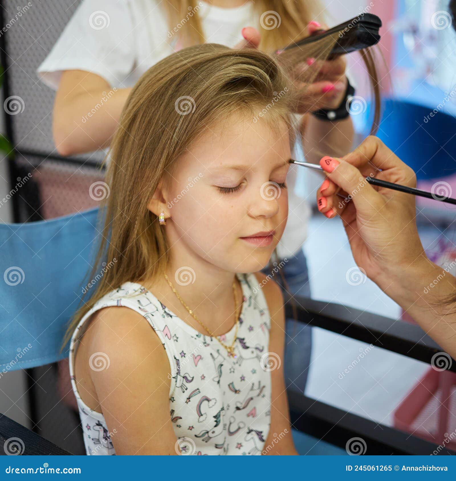 Children Make Up. Glitter Makeup. Sparkles on Cheek. Stock Image ...