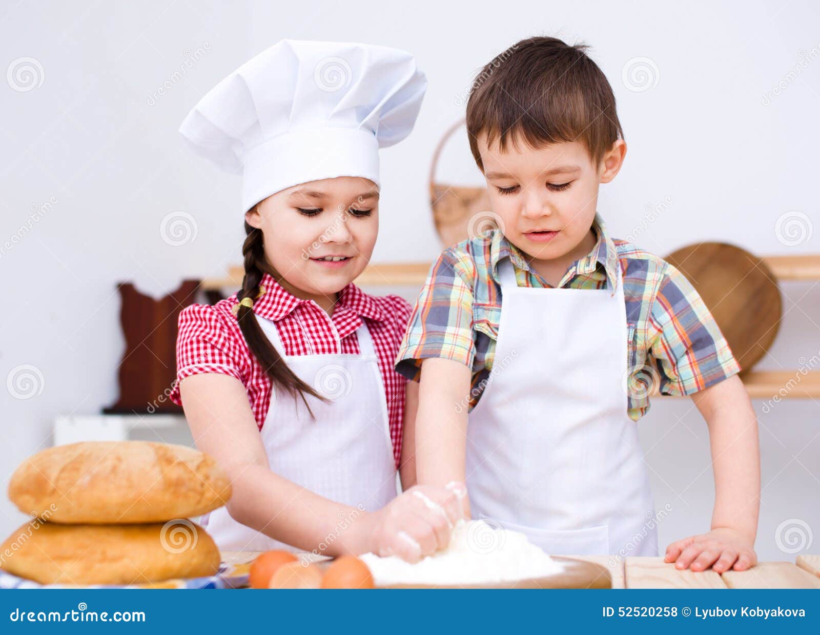 Children making bread stock photo. Image of female, bread - 52520258