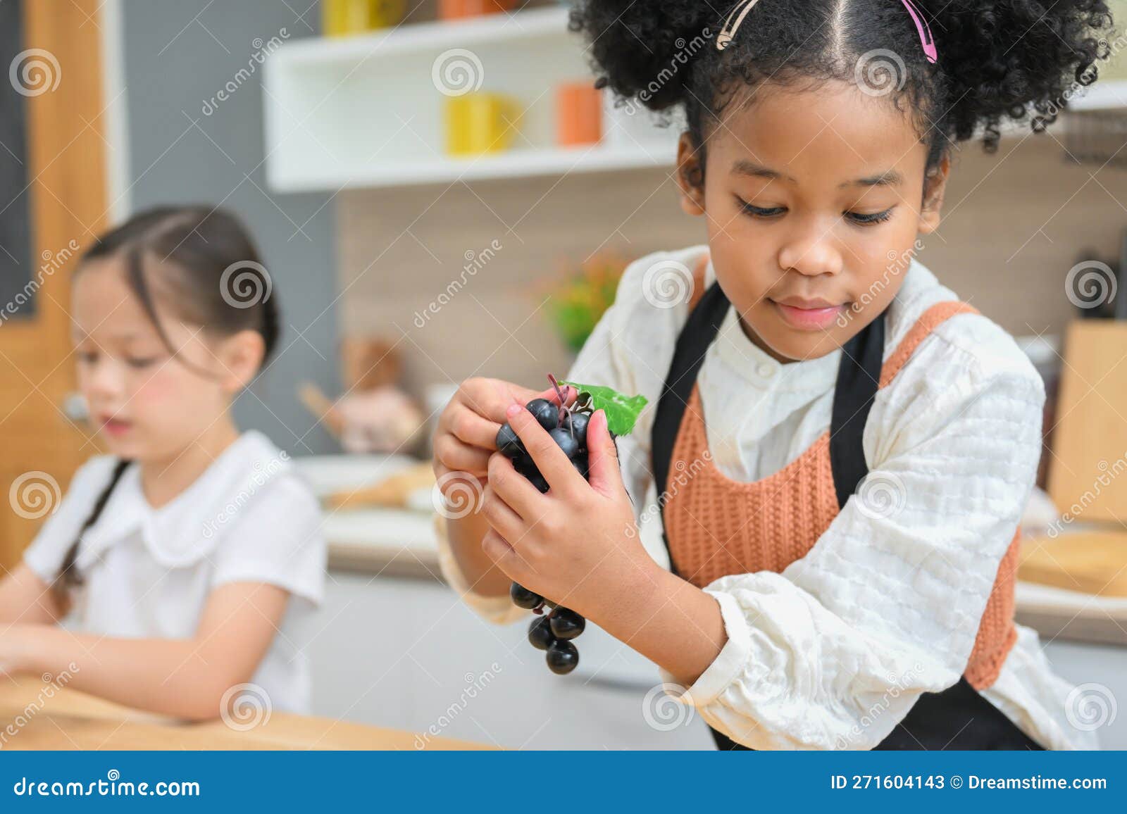 Children Making Bread in Kitchen, Kids Learning Kitchen Skill Stock ...
