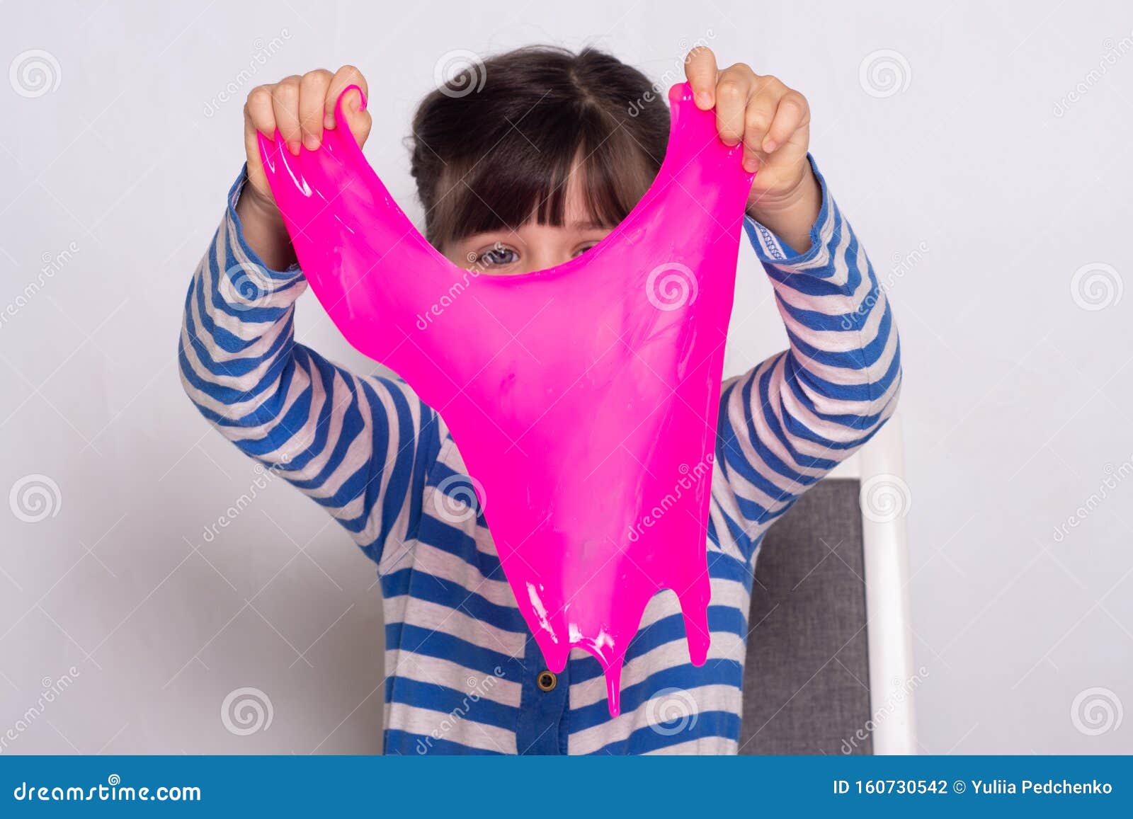 Kids Making Bubbles Slime. Kid Playing with Slime Stock Photo - Image ...