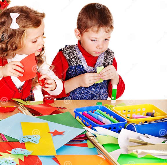 Children making card. stock image. Image of couple, cute - 27568957