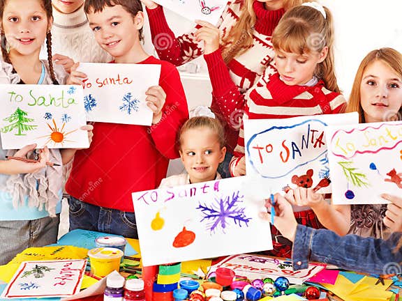 Children making card. stock photo. Image of class, kindergarden - 27569036