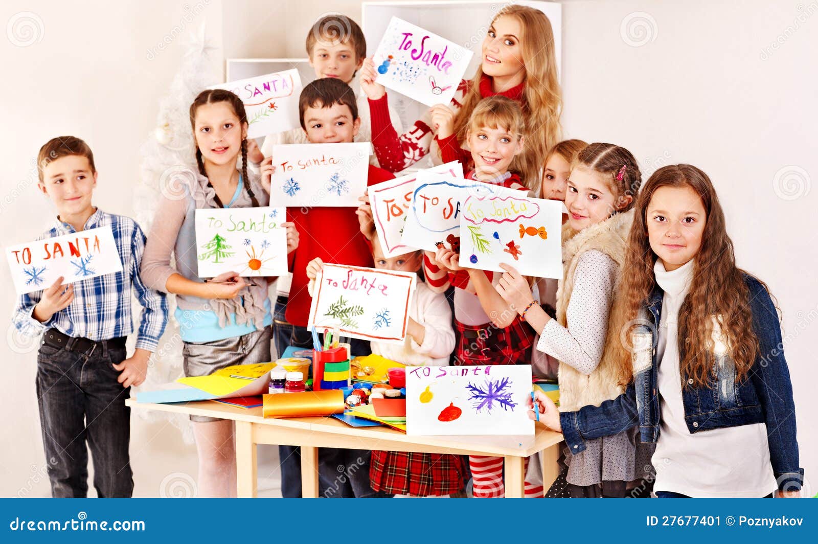 Children making card. stock image. Image of creativity - 27677401