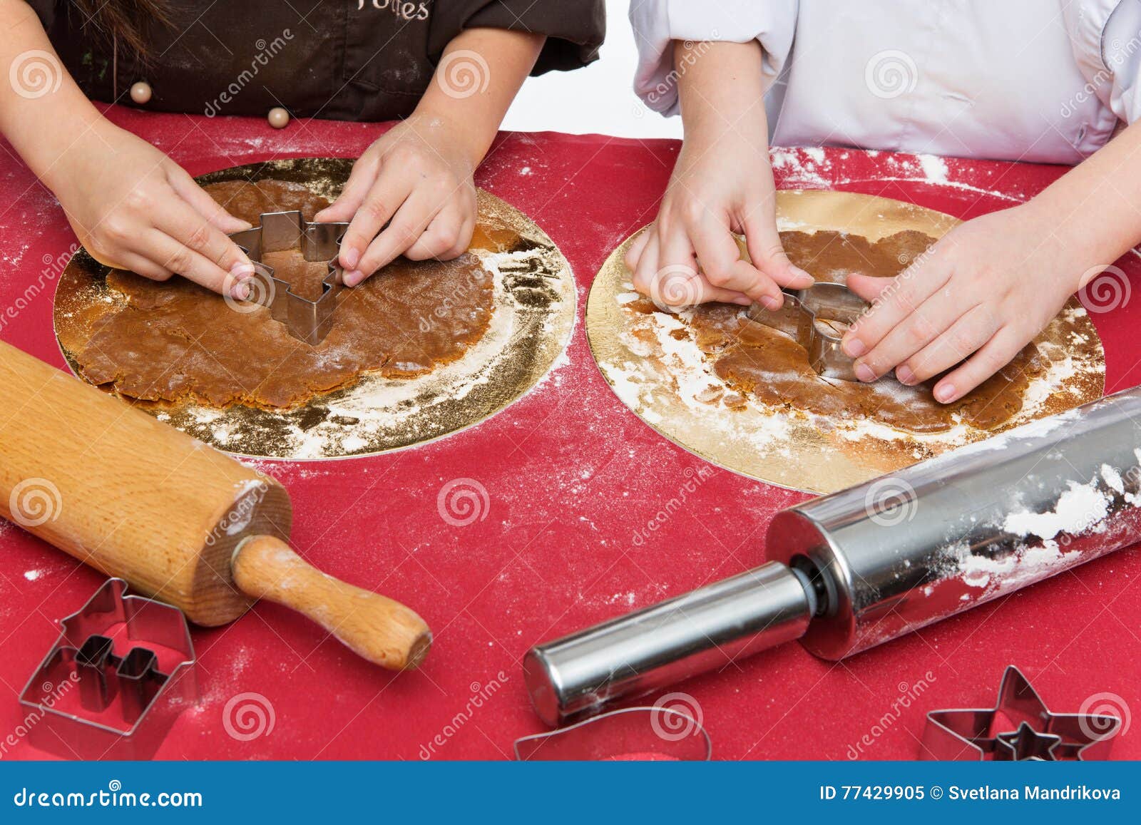 Children Making Christmas Gingerbread Stock Image - Image of cute, cake ...