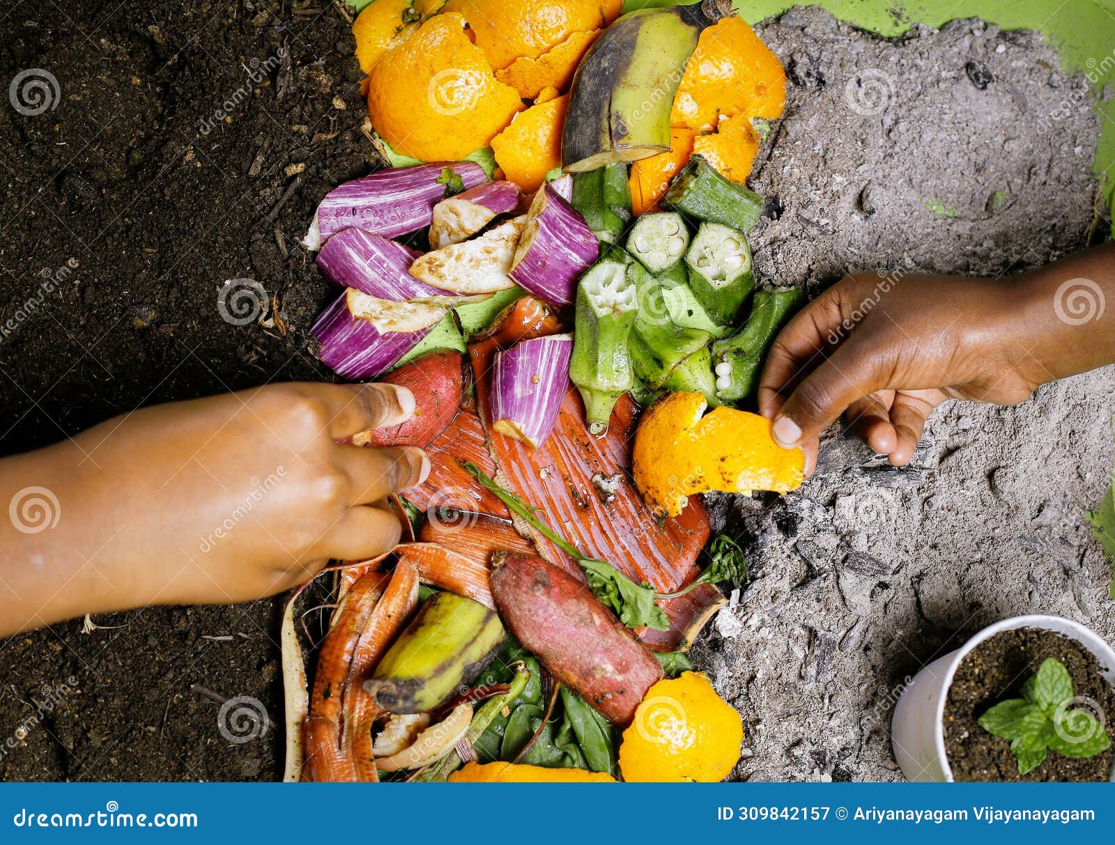 Children making composting stock image. Image of dump - 309842157