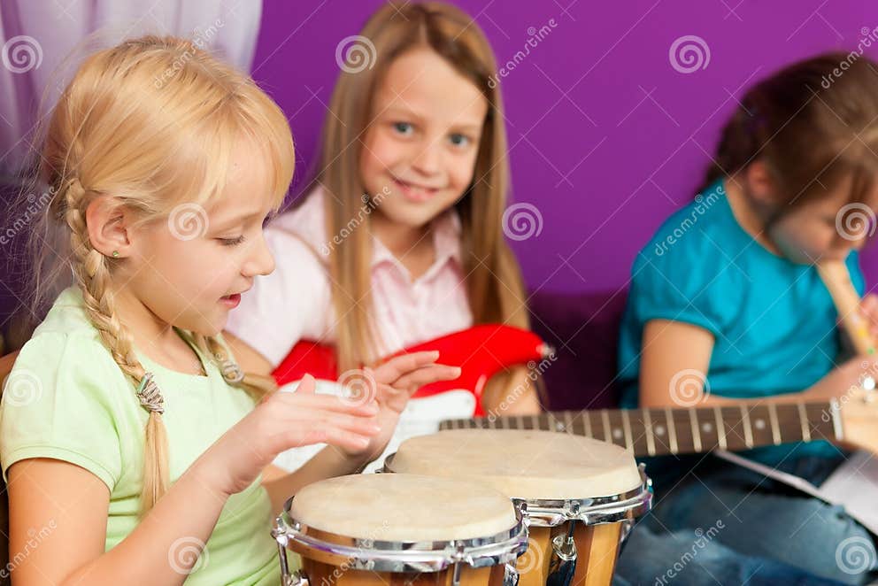 Children making music stock image. Image of making, family - 18543621