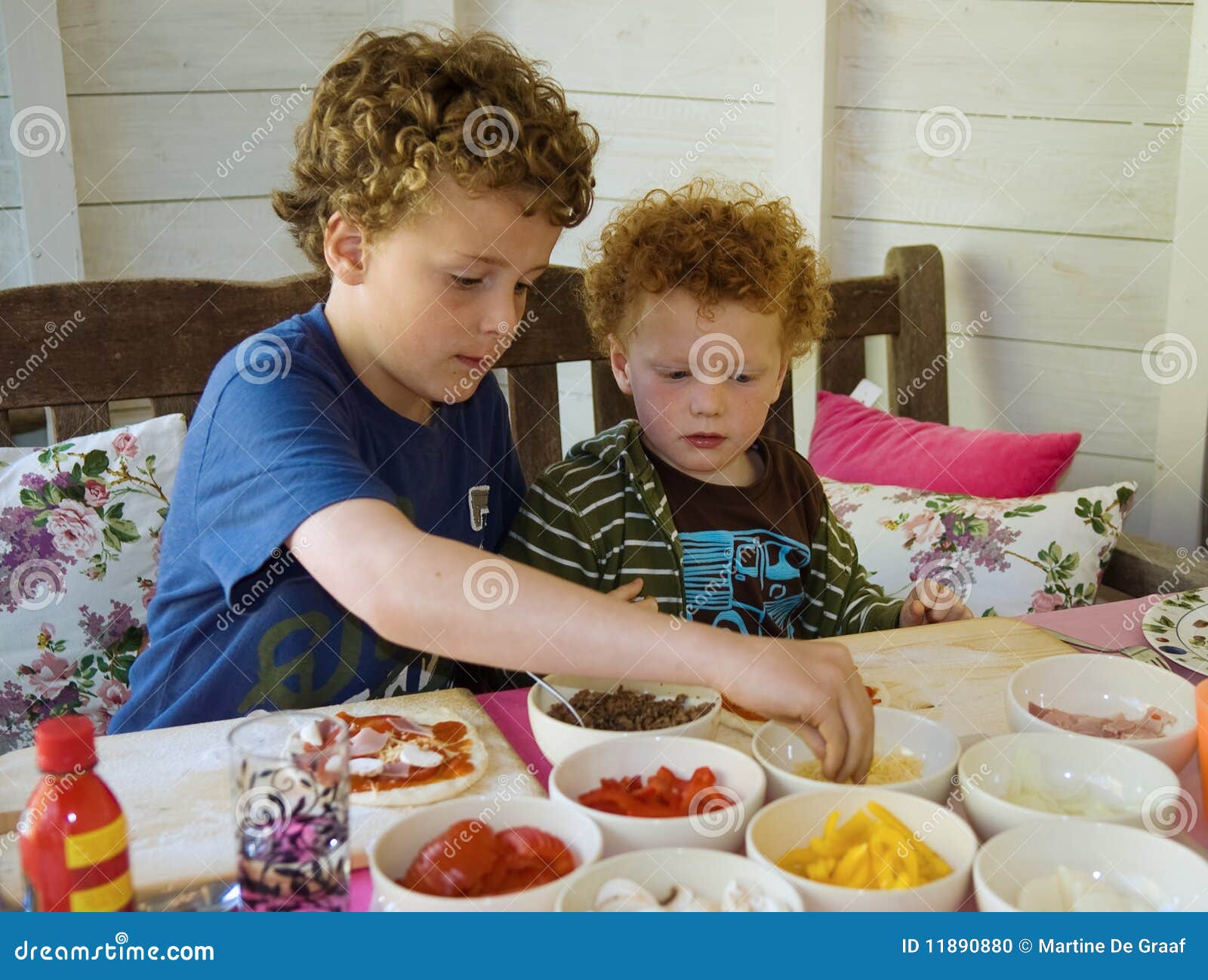 Children making Pizza stock photo. Image of creating - 11890880