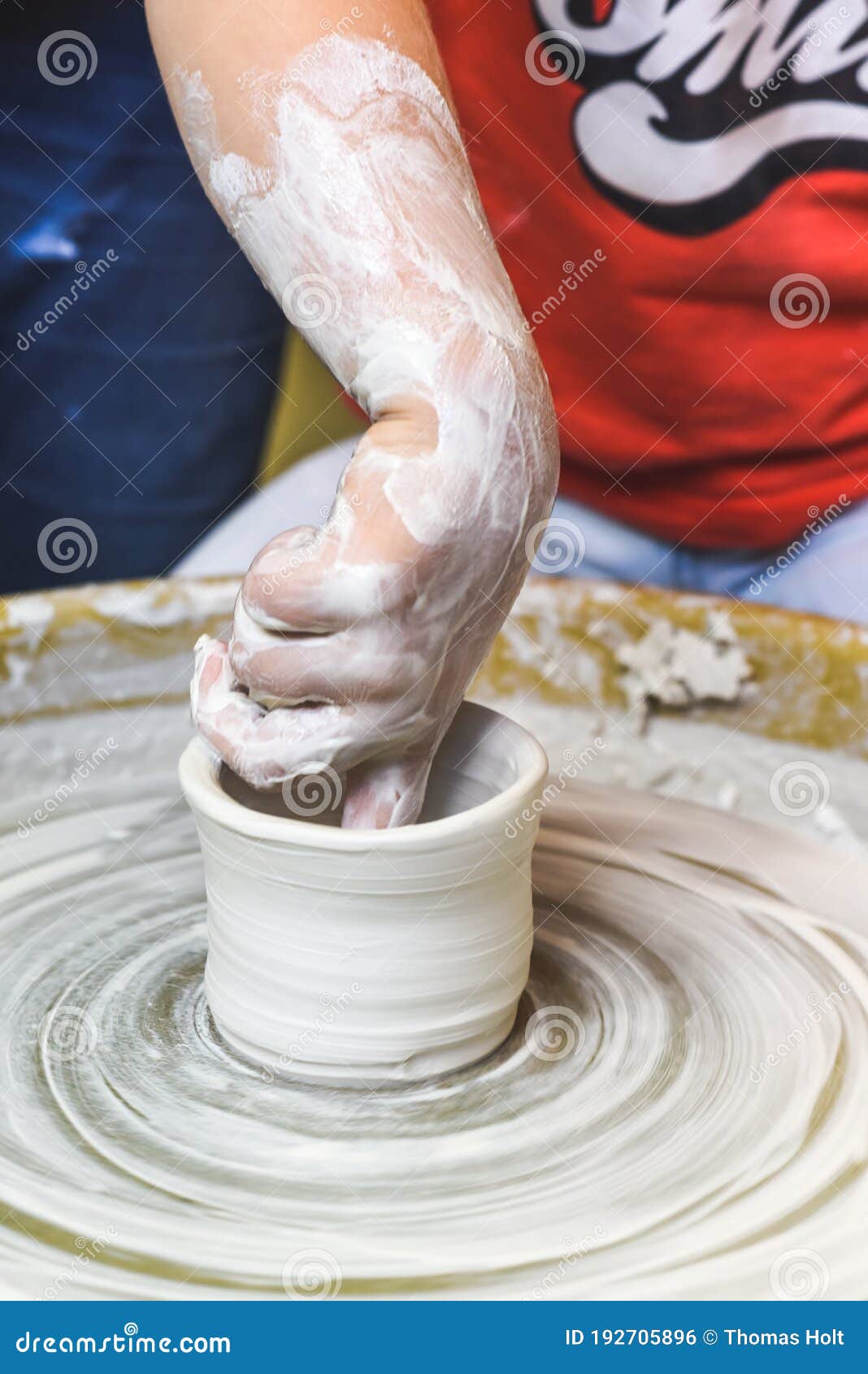 Children Making Pottery during Ceramic Lesson with Clay Stock Photo ...