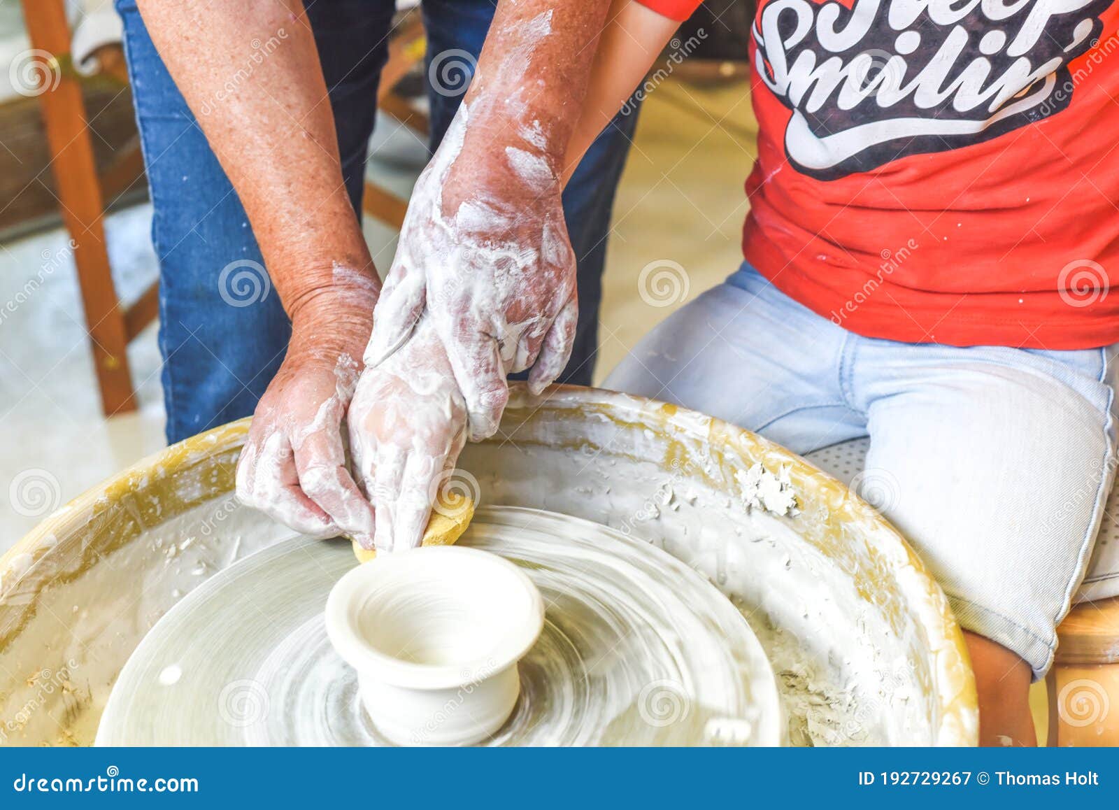 Children Making Pottery during Ceramic Lesson with Clay Stock Image ...
