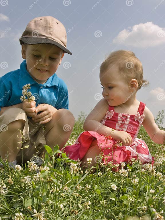 Children on meadow 2 stock photo. Image of blue, heaven - 979908