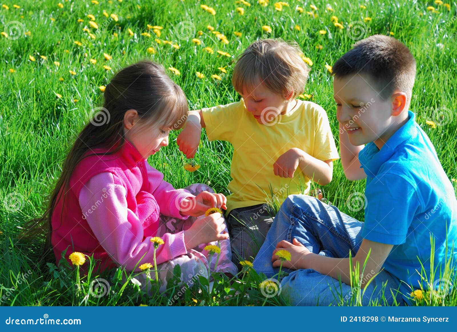 Children on the meadow stock photo. Image of childhood - 2418298