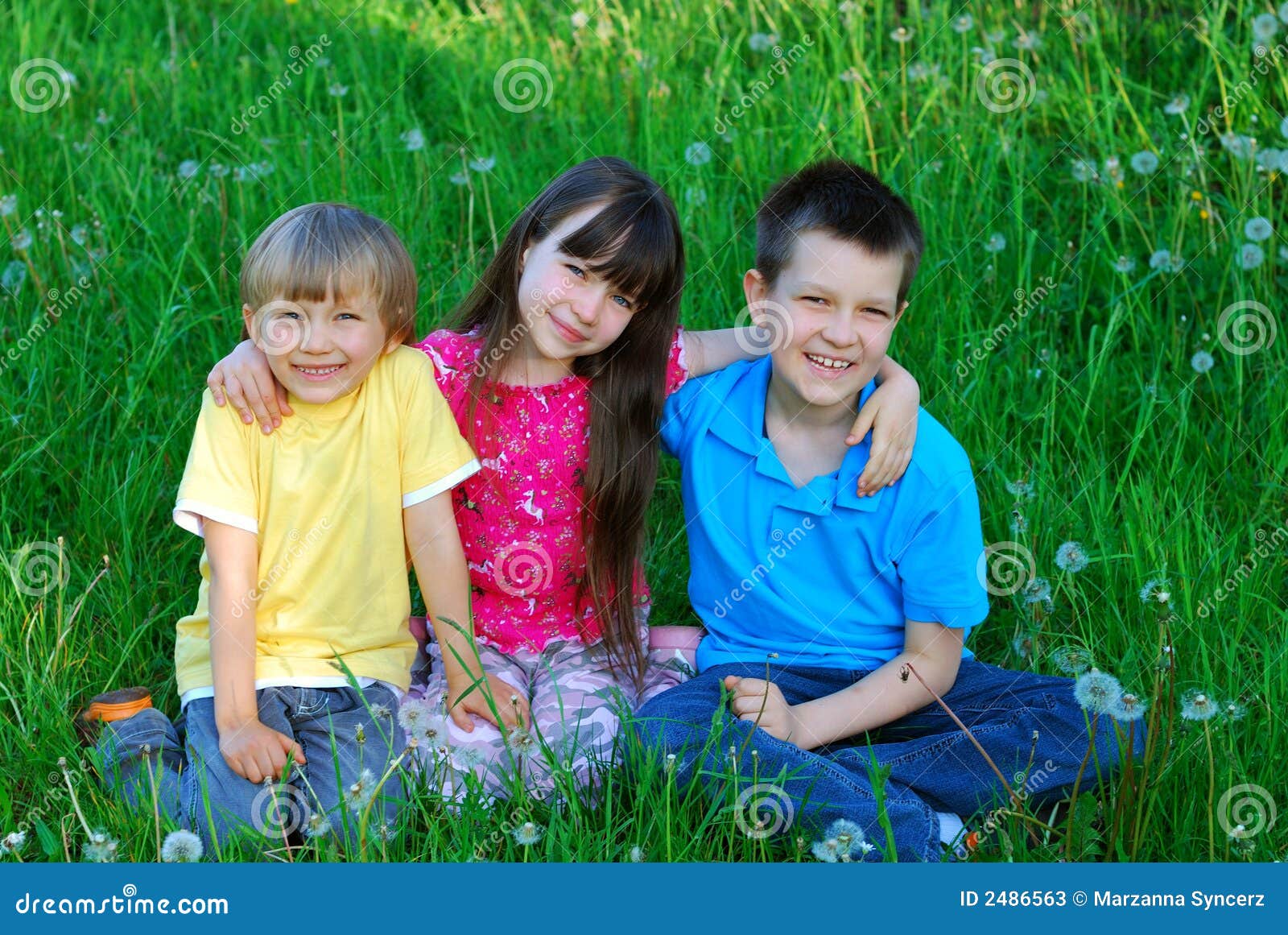 Children in a meadow stock image. Image of happiness, genuine - 2486563