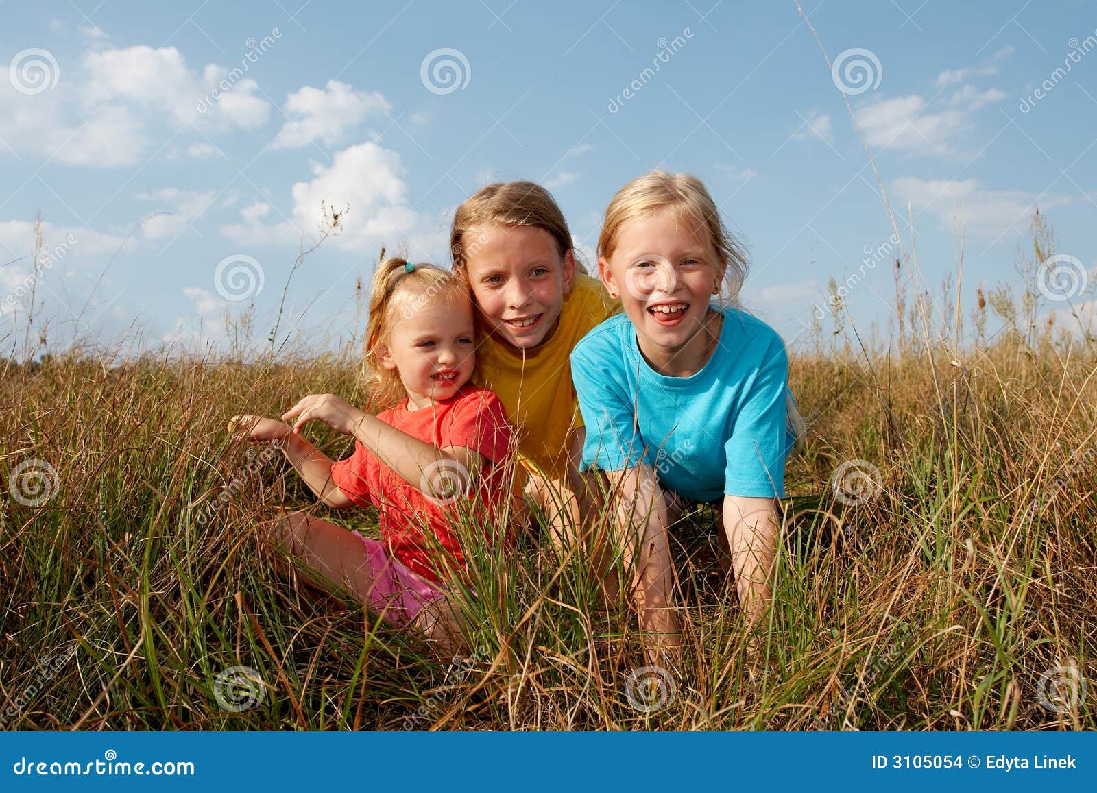 Children on a meadow stock photo. Image of friends, children - 3105054
