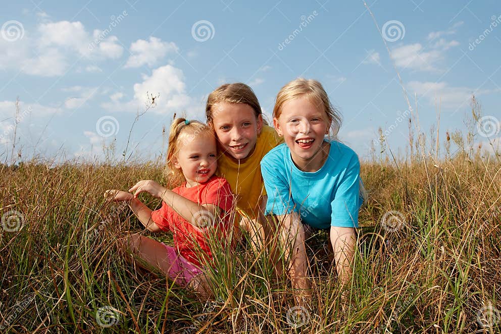 Children on a meadow stock photo. Image of friends, children - 3105054
