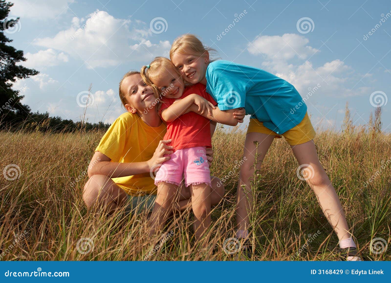 Children on a meadow stock image. Image of delight, amusement - 3168429
