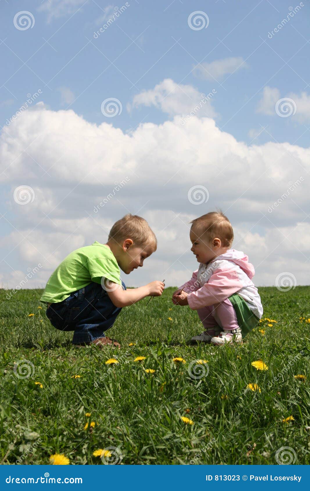 Children on meadow stock image. Image of family, field - 813023