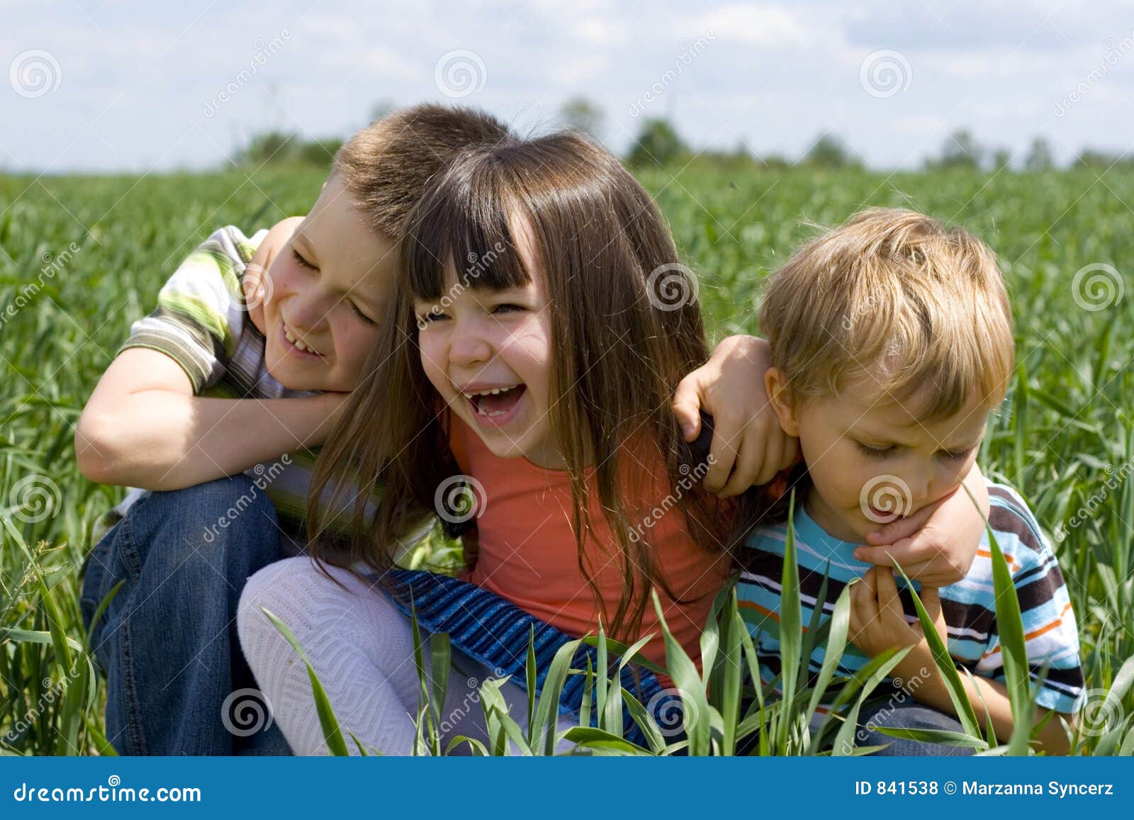 Children on meadow stock photo. Image of love, girl, green - 841538