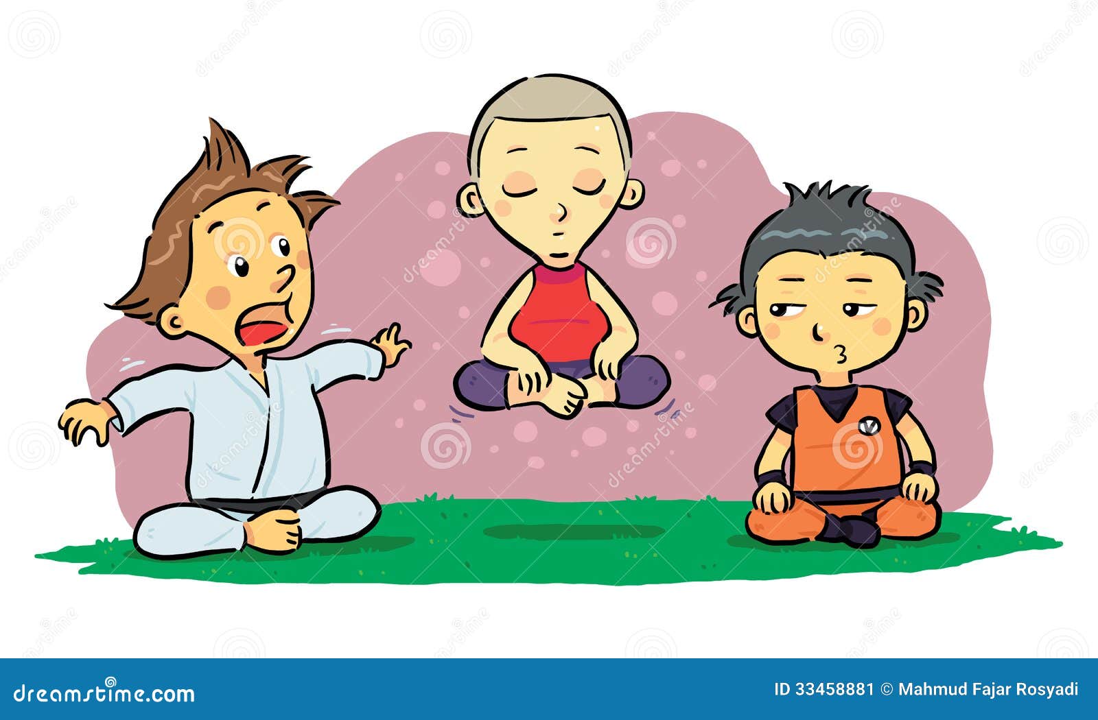 Children Boy Meditation. Kids Yoga, Relax, Breathing Lessons.Vector ...