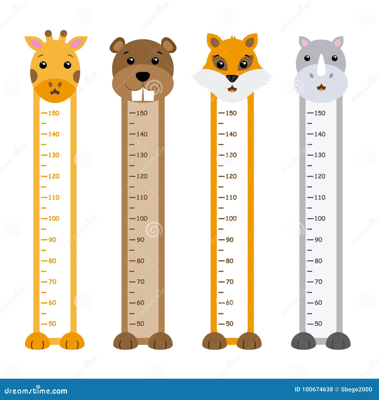 Children Meter Wall With A Cute Smiling Cartoon Snail And Measuring ...