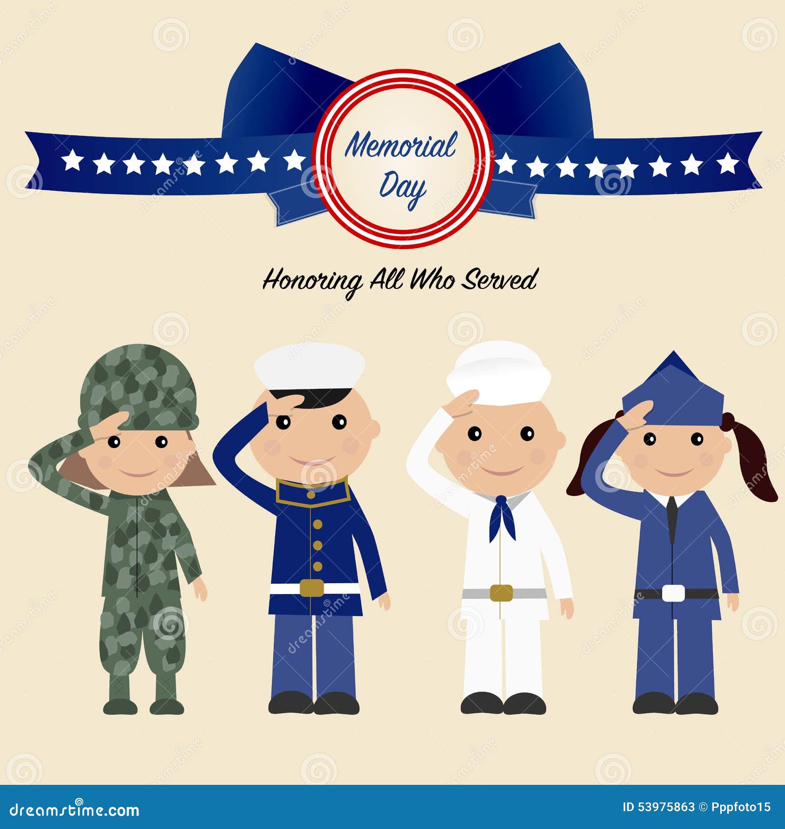 Children in the Military Uniform Pay Respect Stock Vector ...