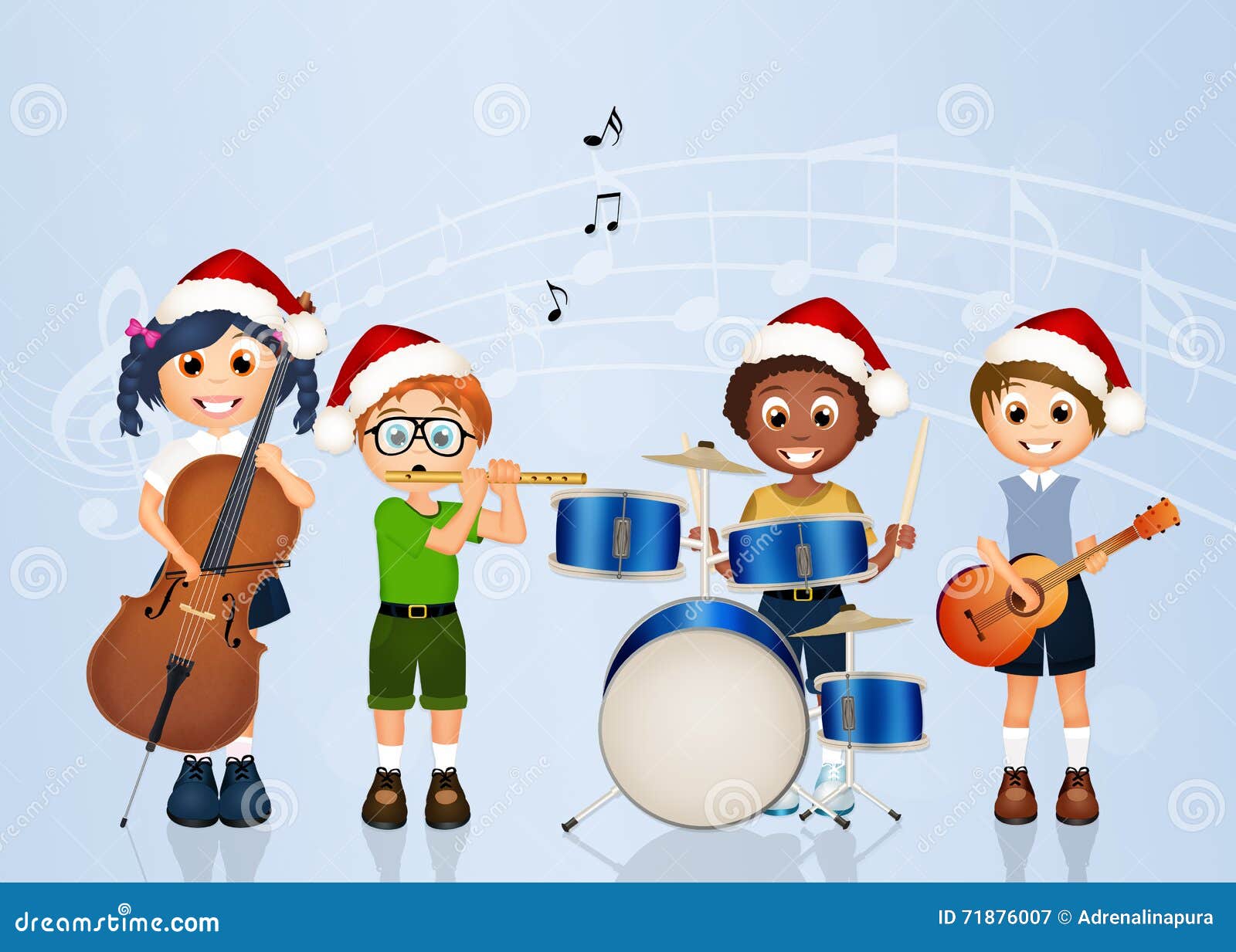 Children with Musical Instruments Stock Illustration - Illustration of ...