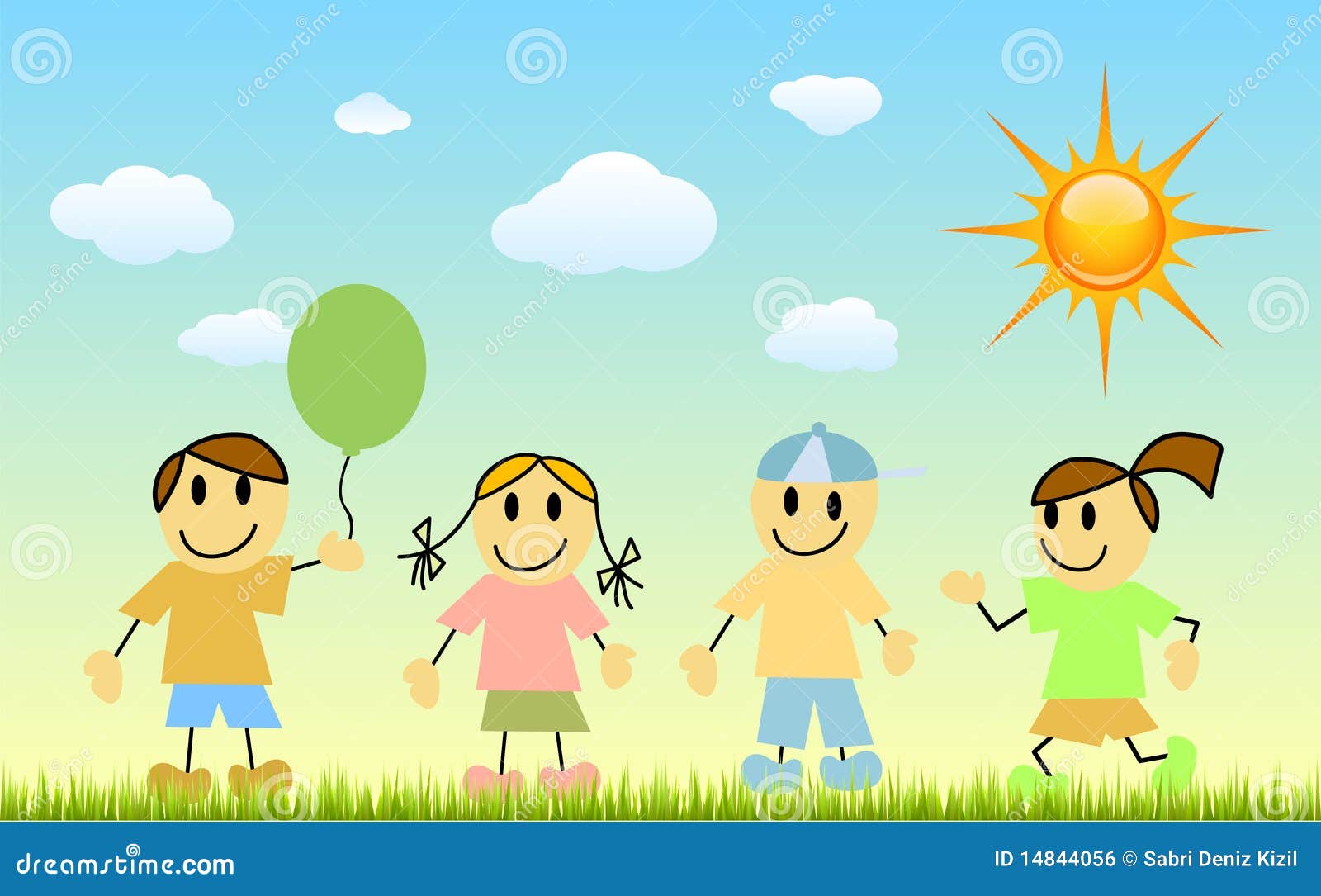 Children with nature stock vector. Illustration of summer - 14844056