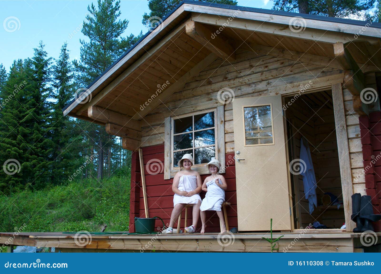 Children near sauna stock photo. Image of caucasian, blond - 16110308