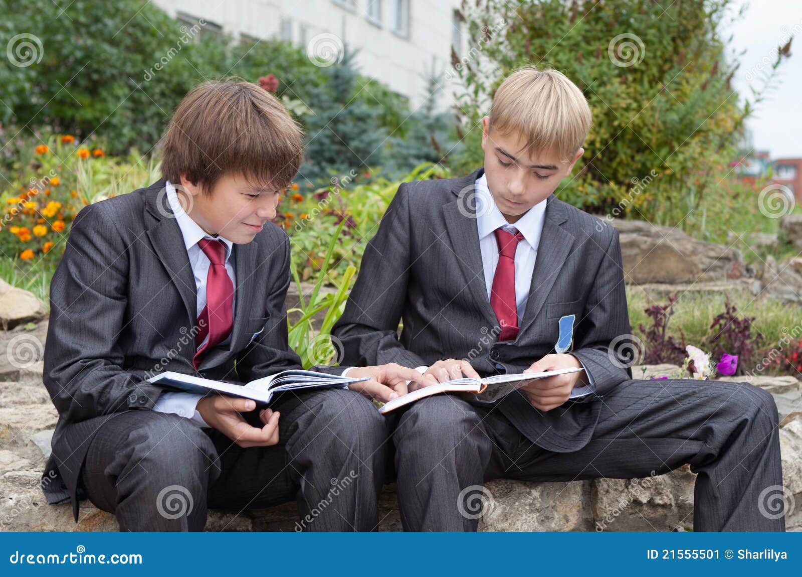 Children Near School Learn Lessons Stock Image - Image of lesson ...