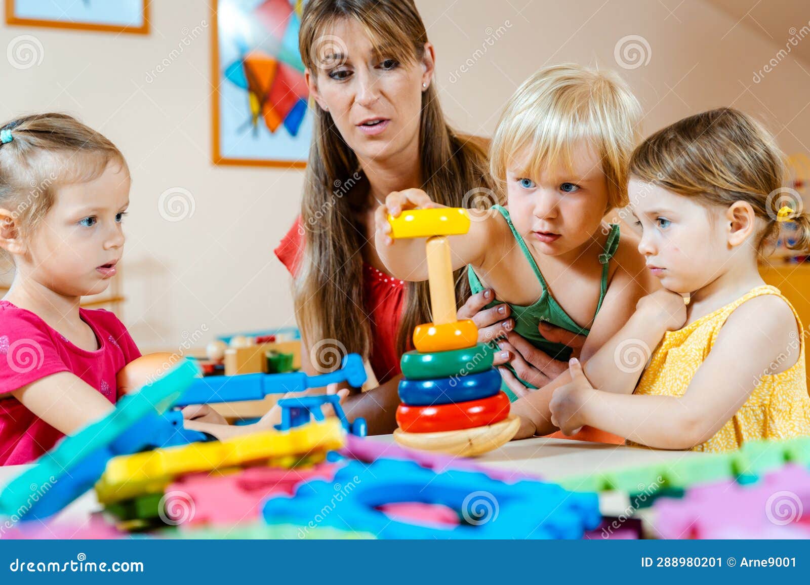 Children in Nursery School Learning and Playing Stock Image - Image of ...