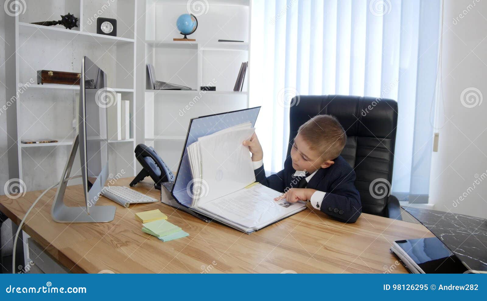 Children in Office Review Documents Stock Image - Image of boys, collar ...