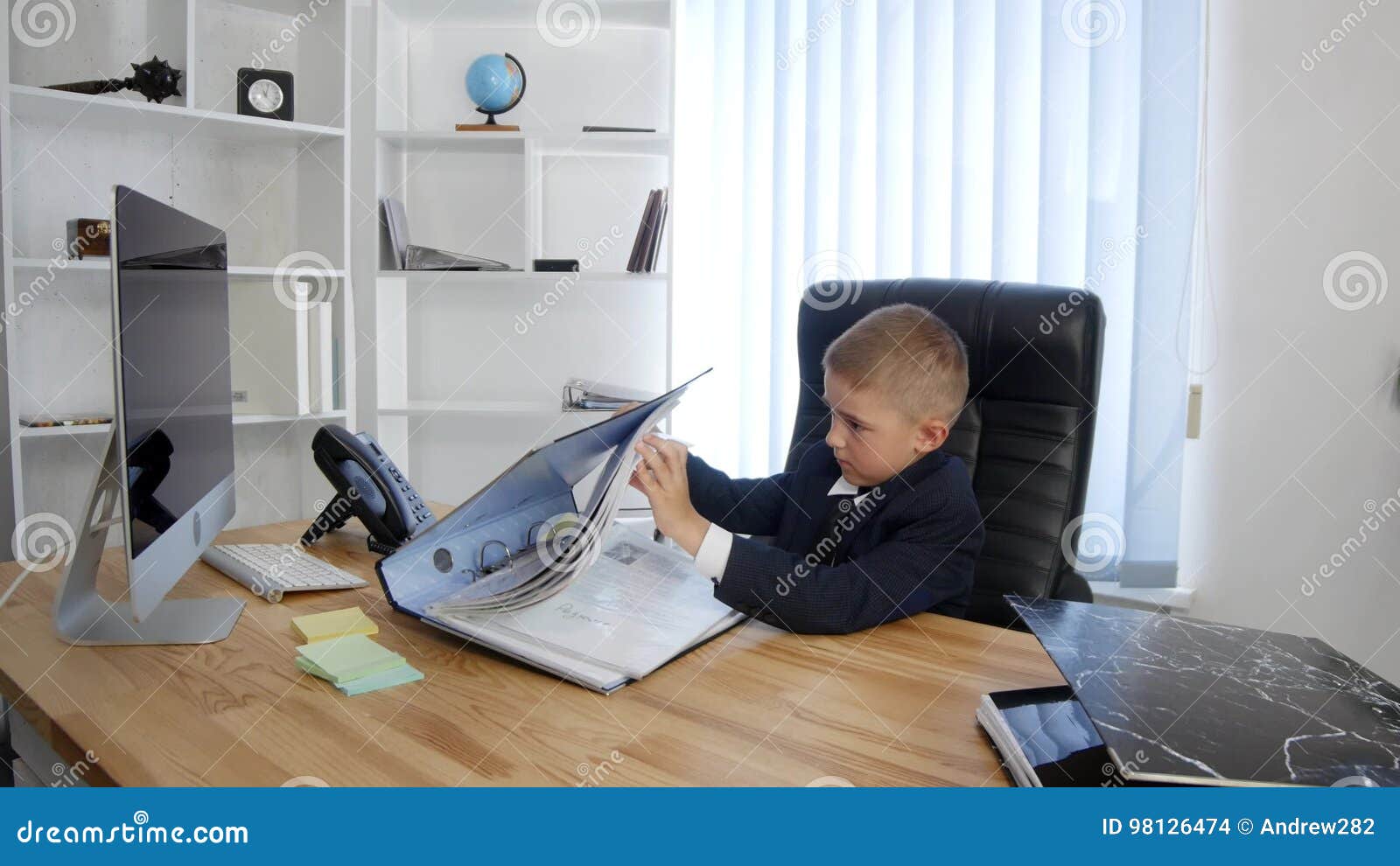Children in Office Review Documents Stock Photo - Image of boys, girl ...