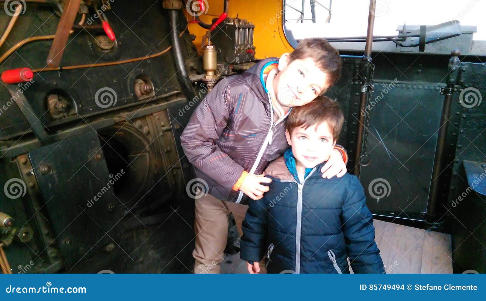 Children on the old train stock photo. Image of children - 85749494
