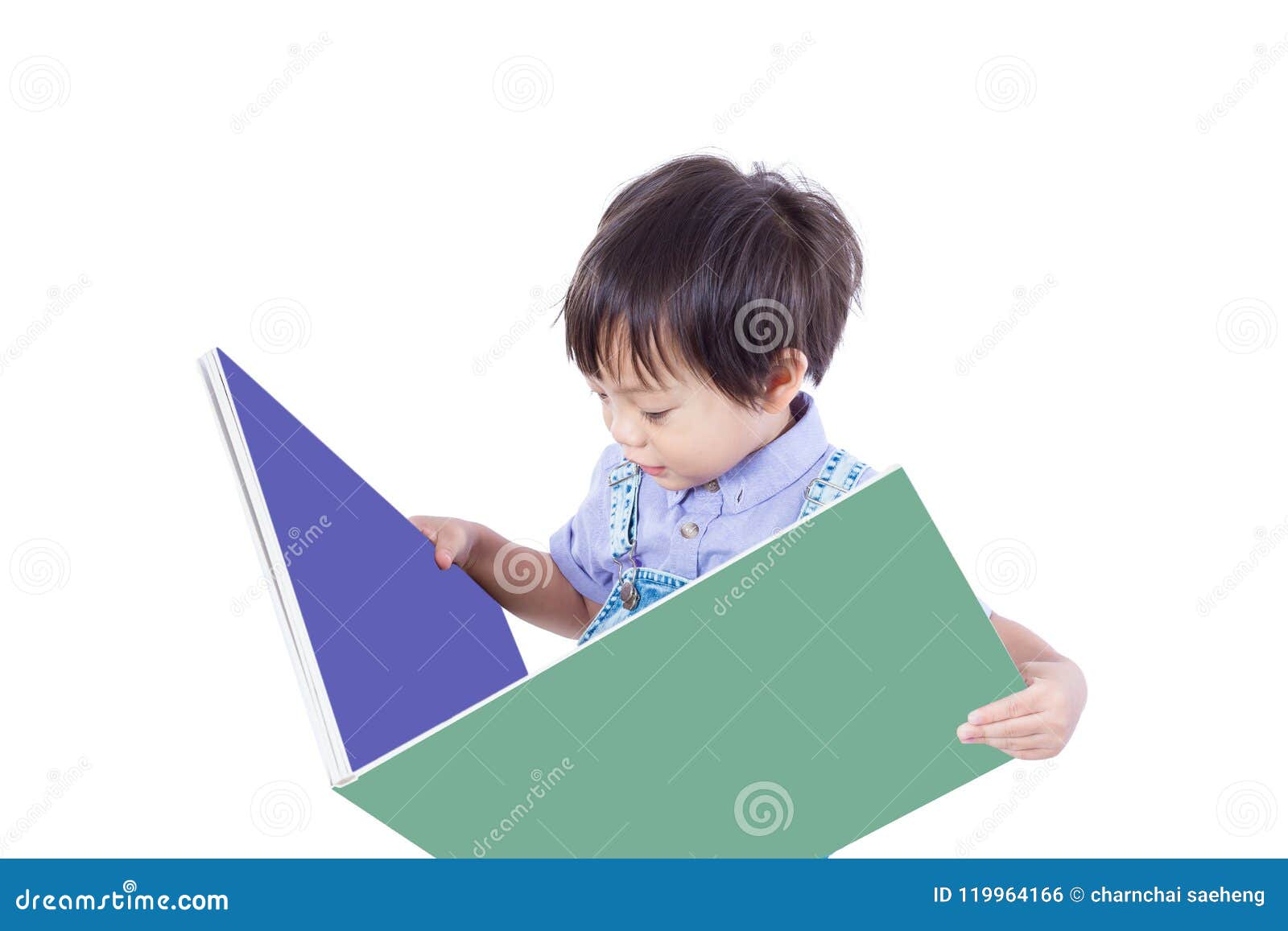 Children Open and Reading a Book. Stock Photo - Image of brush, child ...