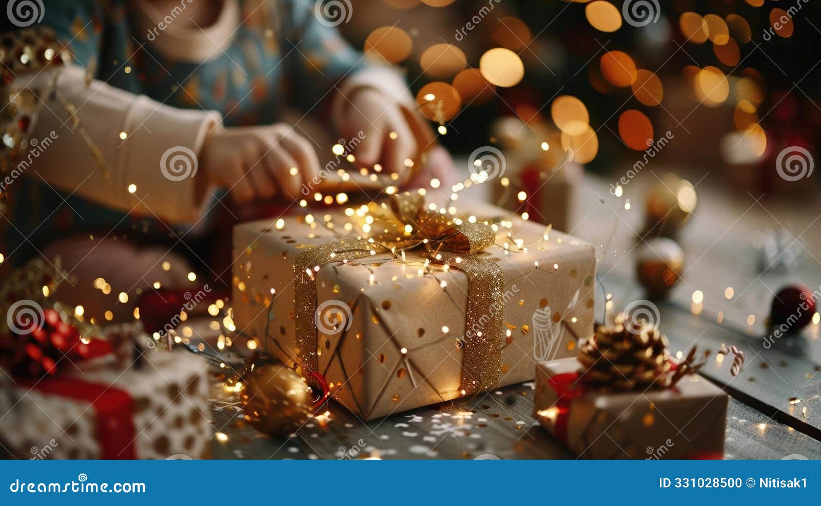 Children Opening Presents on Christmas Morning Stock Illustration ...