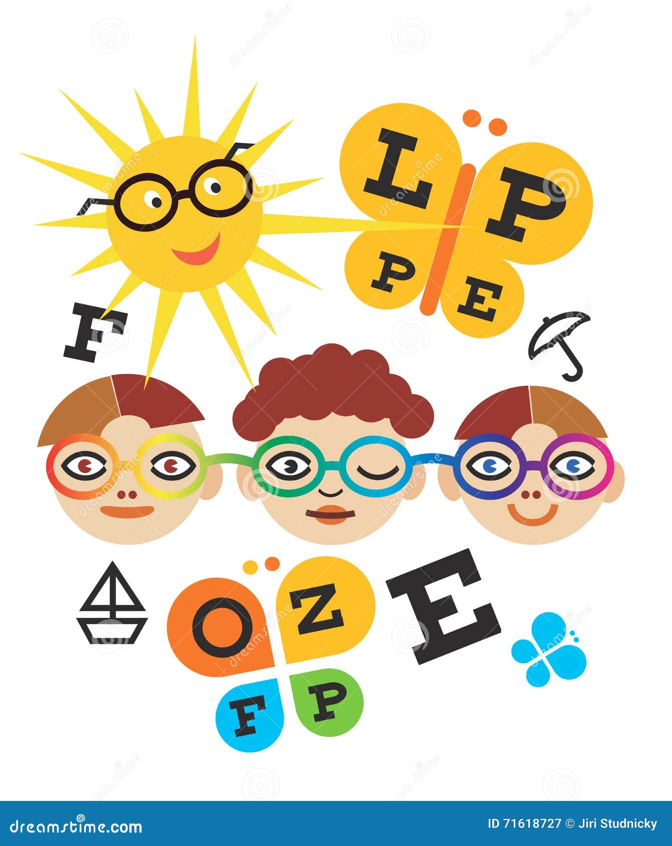 Optometry Test For Children. Vector Illustration | CartoonDealer.com ...