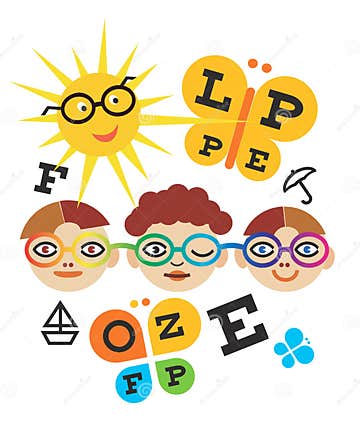 Children optometry test. stock vector. Illustration of children - 71618727