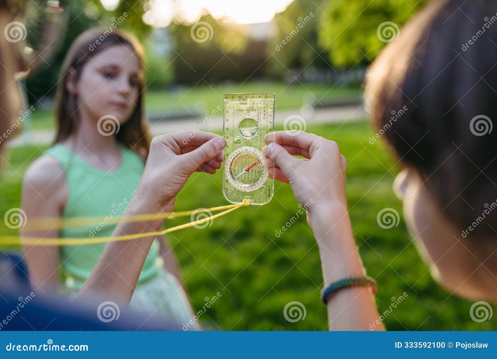 Children in Outdoor Sustainable Educational Class Using Compass ...