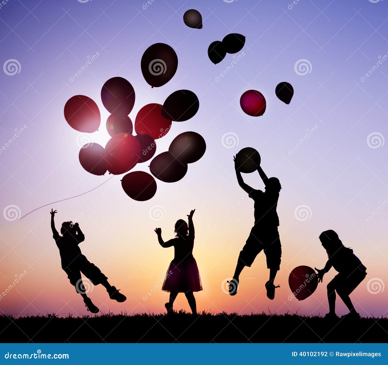 Children Outdoors Playing with Balloons Stock Photo - Image of people ...