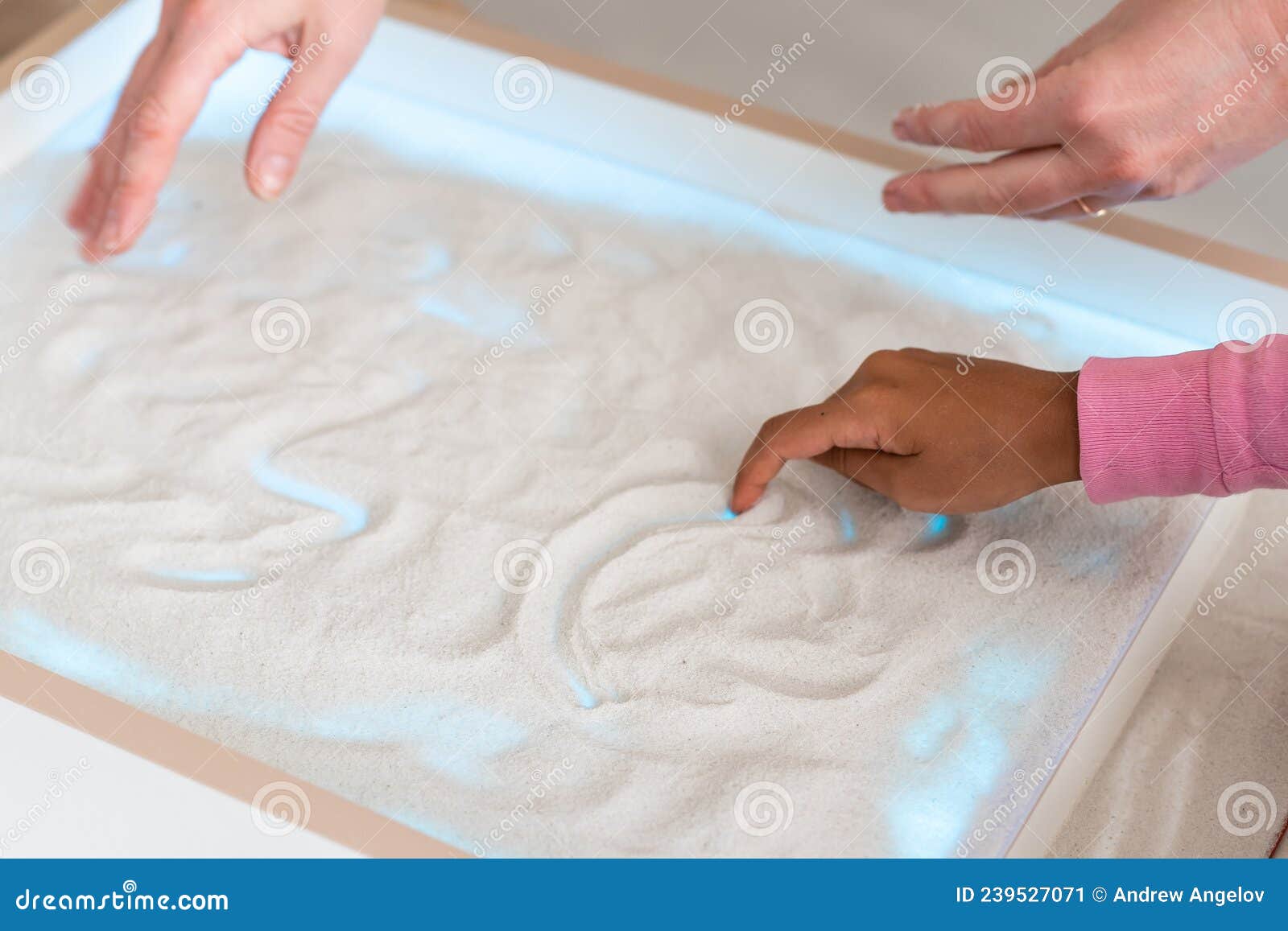 Children Paint in the Interactive Sand Table , Sand Animation Stock ...