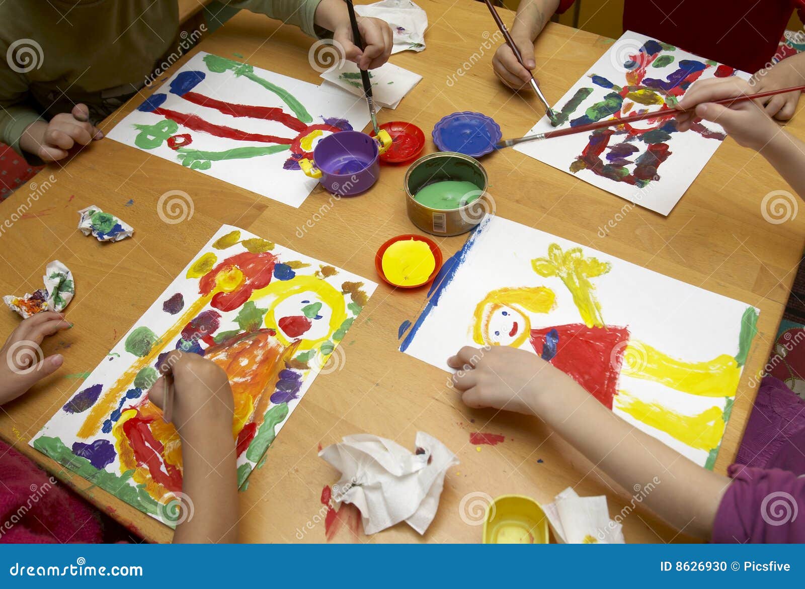 Children painting stock photo. Image of blue, child, elementary - 8626930
