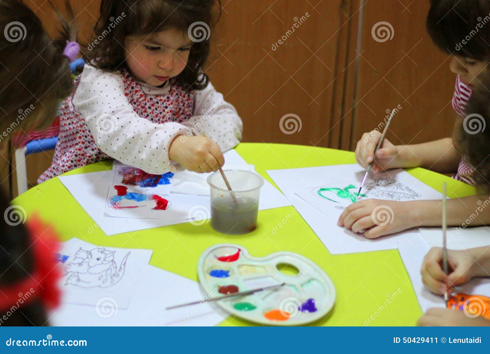 Children Painting at Kindergarten Editorial Photo - Image of playgroup ...
