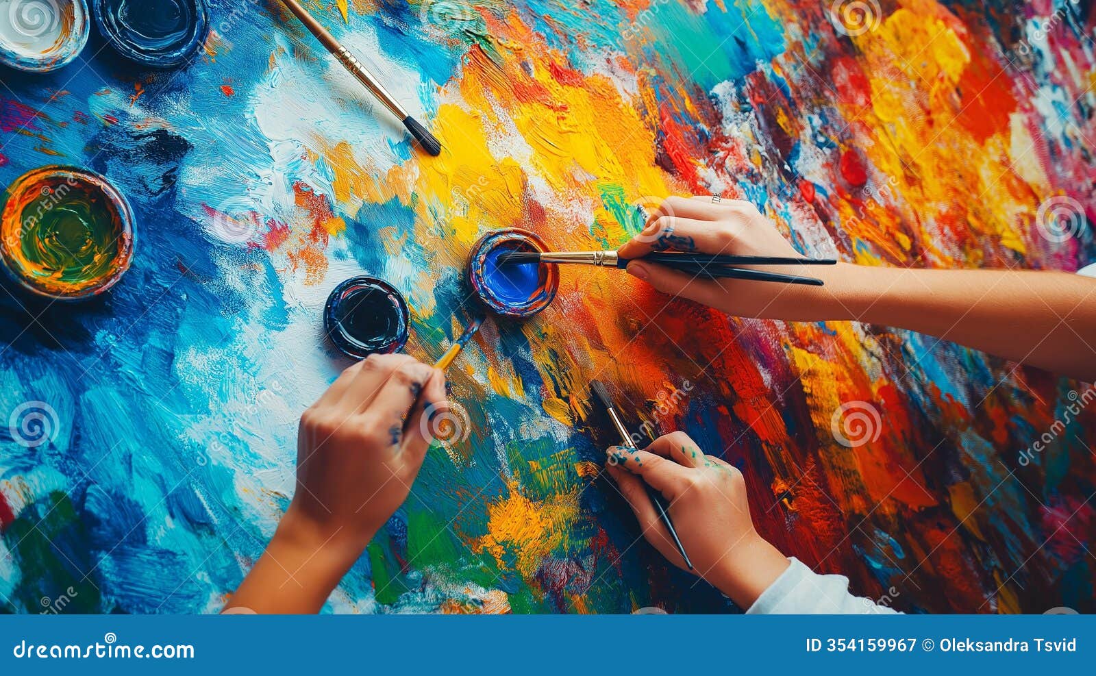 Children painting together stock image. Image of together - 354159967