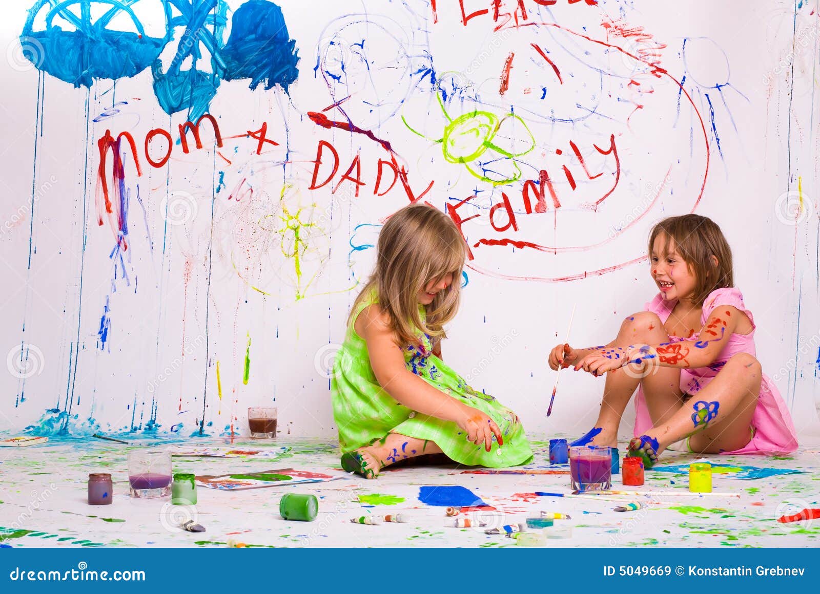 Children Paints Picture. Image: 5049669