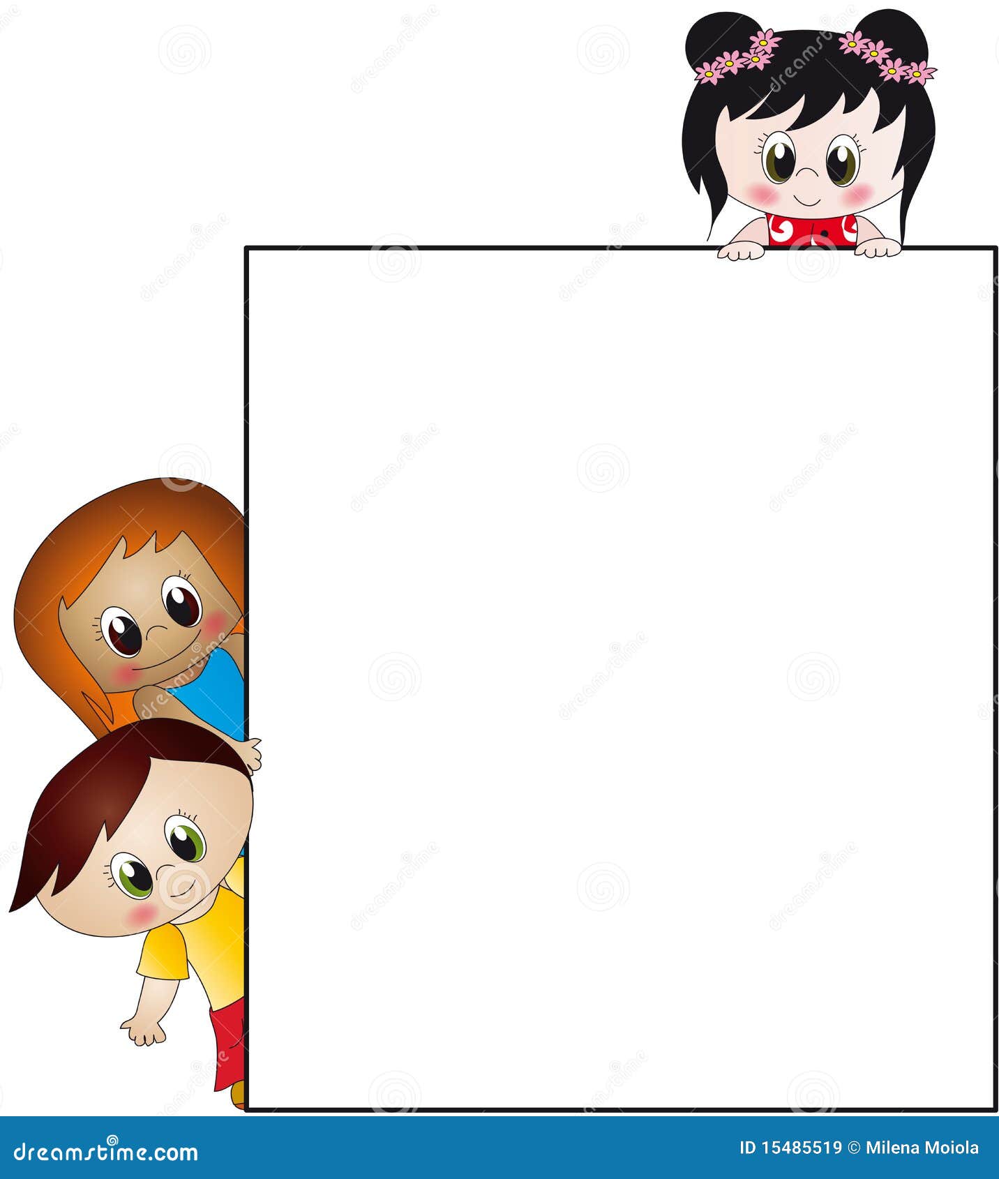 Children with paper stock illustration. Illustration of cartoon - 15485519