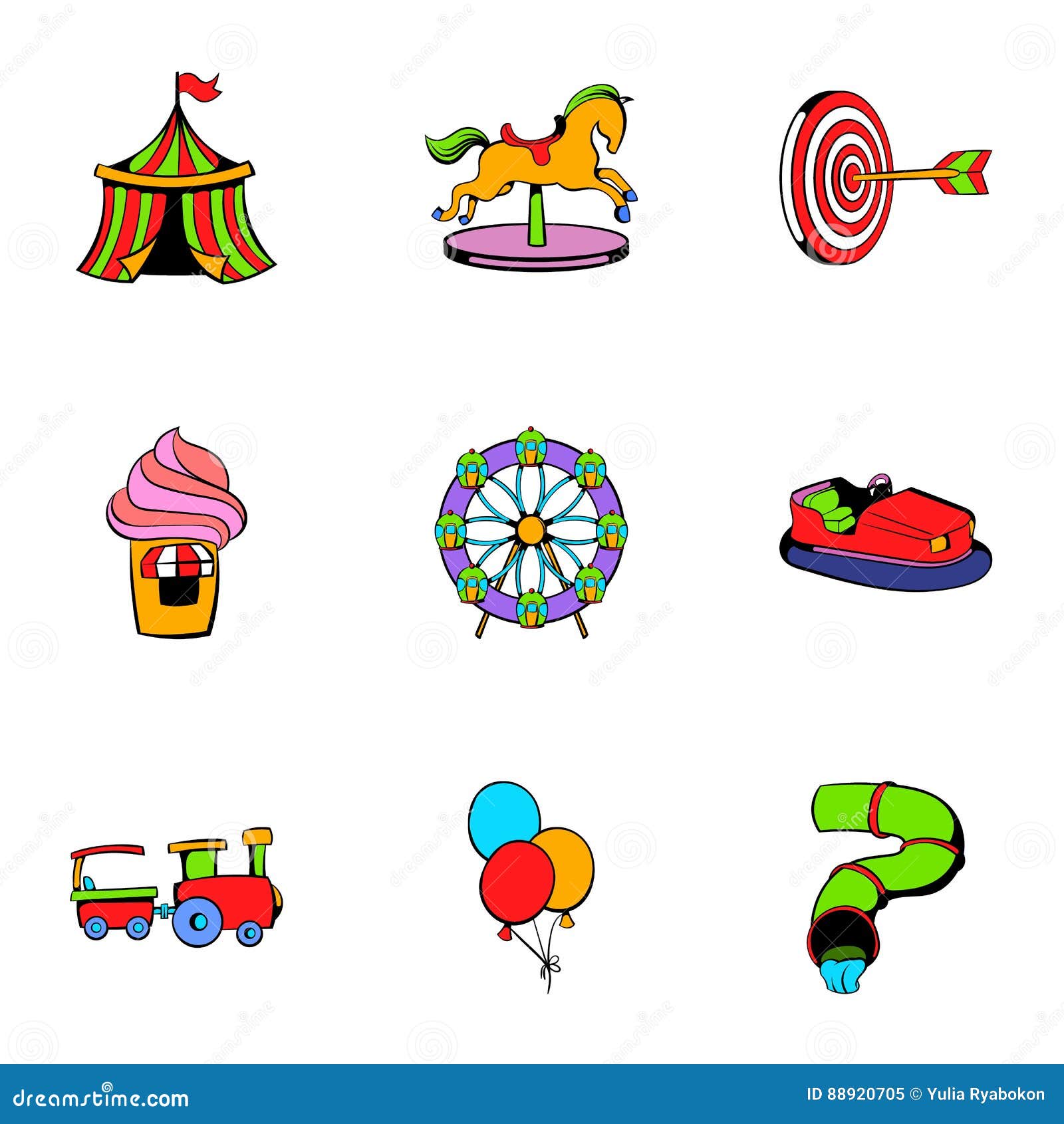 Children Park Icons Set, Cartoon Style Stock Vector - Illustration of ...