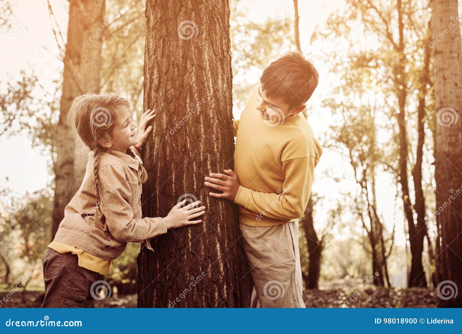 Children in the park. stock photo. Image of girl, lens - 98018900