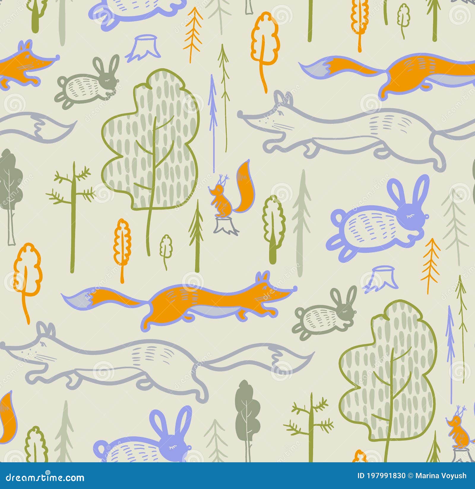 Children is Pattern with Forest Animals for Outerwear and Surface ...